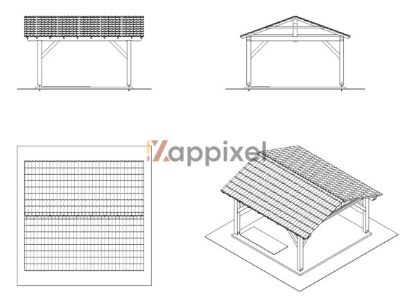 Free Gazebo Cad block - zappixel