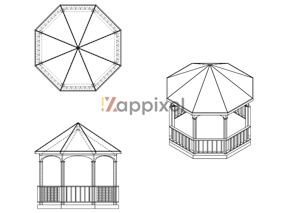 Gazebo Cad block - zappixel