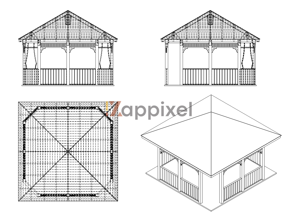 Gazebo Cad block - zappixel