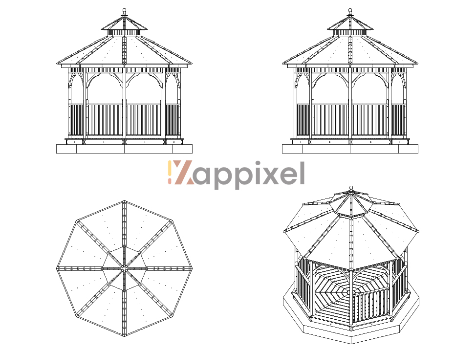 Gazebo Cad block - zappixel